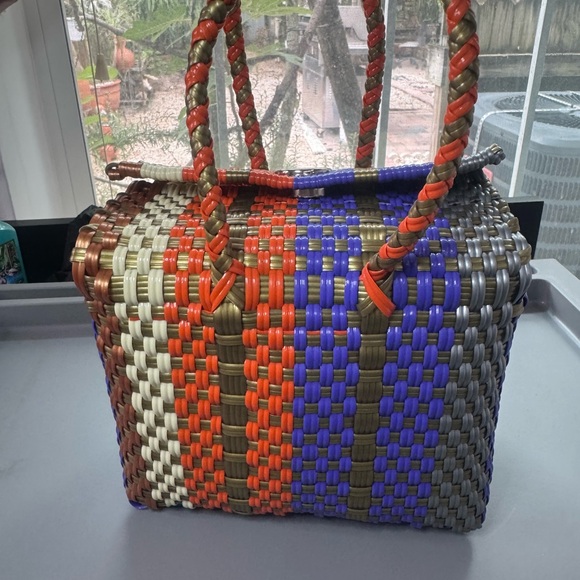 Bags | Colorful Woven Tote Bag | Poshmark